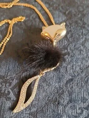 Source Unknown | Jewelry | Fun New Fox Necklace With Black Fur Body And ...